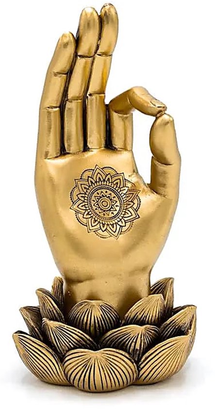 Deco Gyan Mudra doré – 12 cm x 10 cm x 21,5 cm | bol