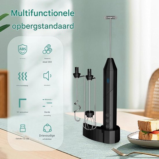 Vitdipy - Melkopschuimer Elektrisch - met Houder - Oplaadbaar - Matcha Klopper -... | bol