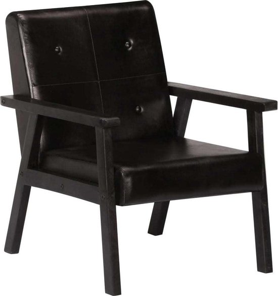 Fauteuil ECHT leer Zwart / Loungestoel / Lounge stoel / Relax stoel ...