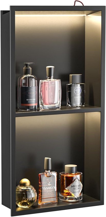 Allecto plus - Roestvrijstalen Wandnis Douche met LED-verlichting ...