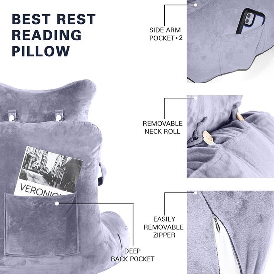 Oreiller de lecture avec rouleau cervical et accoudoir surélevé pour un ...