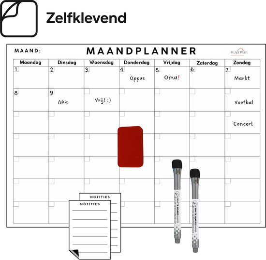 Huysplan® - Maandplanner - Zelf plakkend - Sticky planner - A3 ...