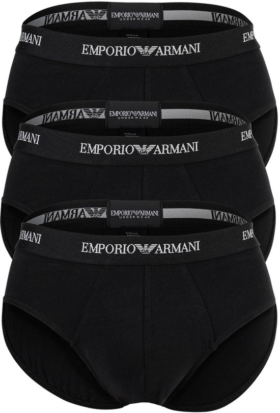 Armani slips met logo band 3-pack zwart | bol