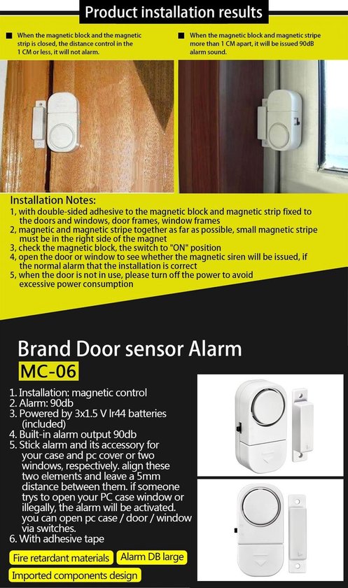 Raam en Deur Alarm - Alarm Voor Deur en raam - Inbraakpreventie - | bol.com