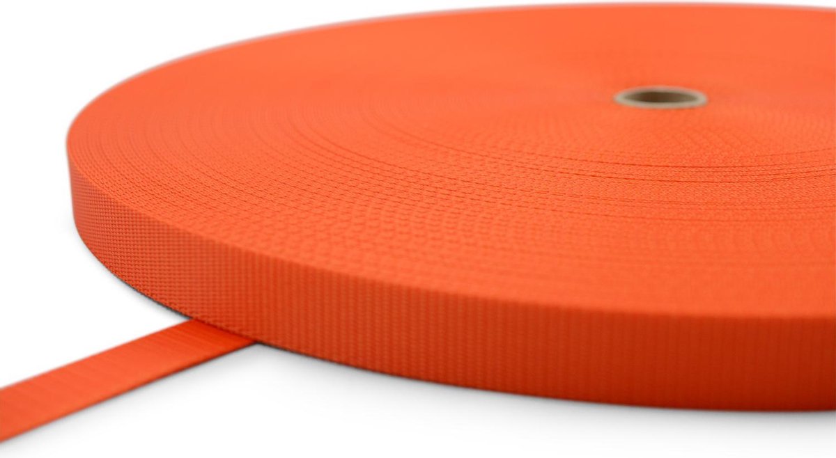 Polyester band 25 mm - 1200 kg - 50 m op rol - zonder strepen - Oranje ...