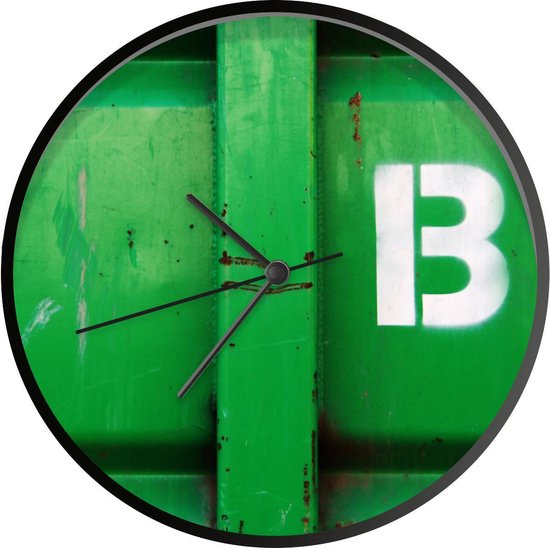 Klok Letter B Ø 30 cm - Letter B op groene opslag container - Modern ...