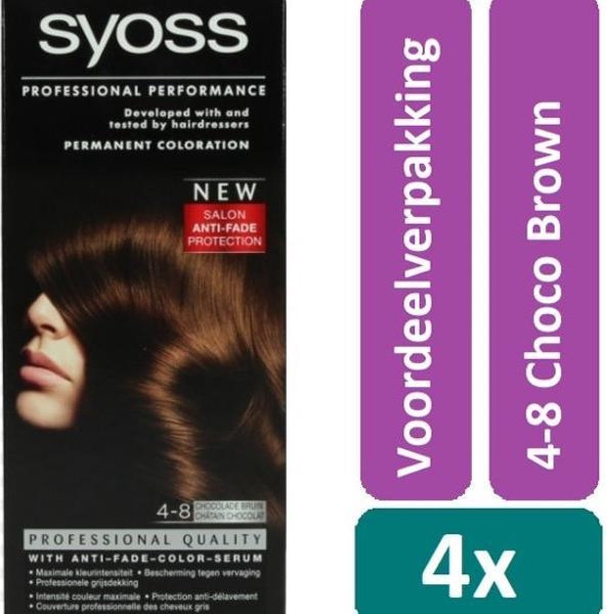 Syoss Colors 4-8 Choco Brown Haarverf 4 stuks Voordeelverpakking | bol.com