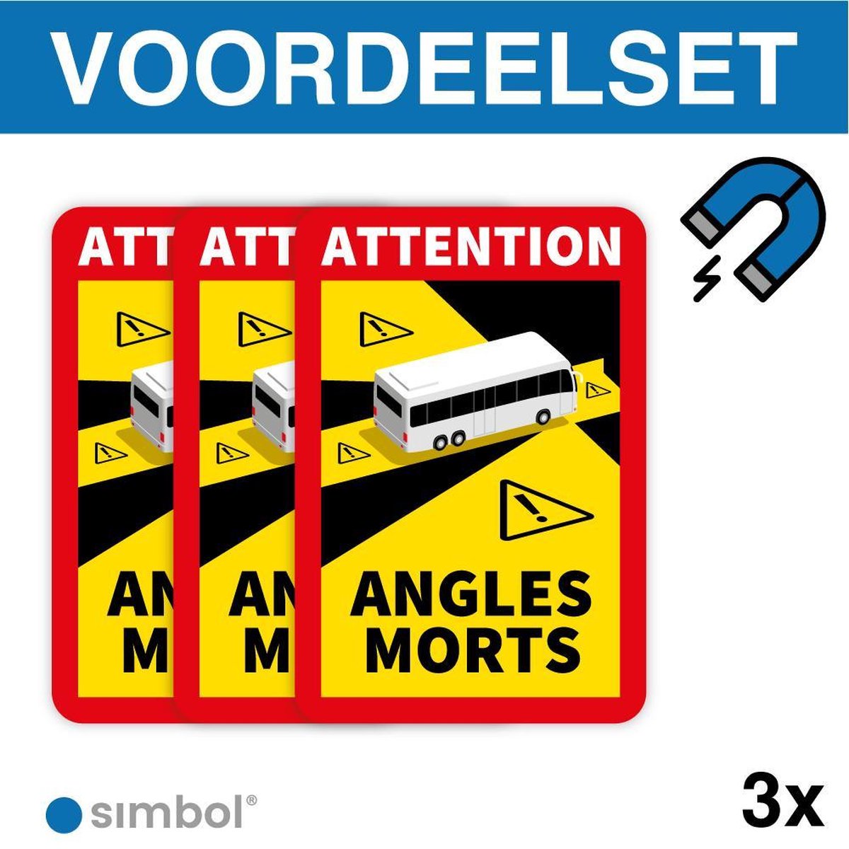 Simbol - Lot dégressif 3 Stickers Magnétiques Angle Mort France Bus ...