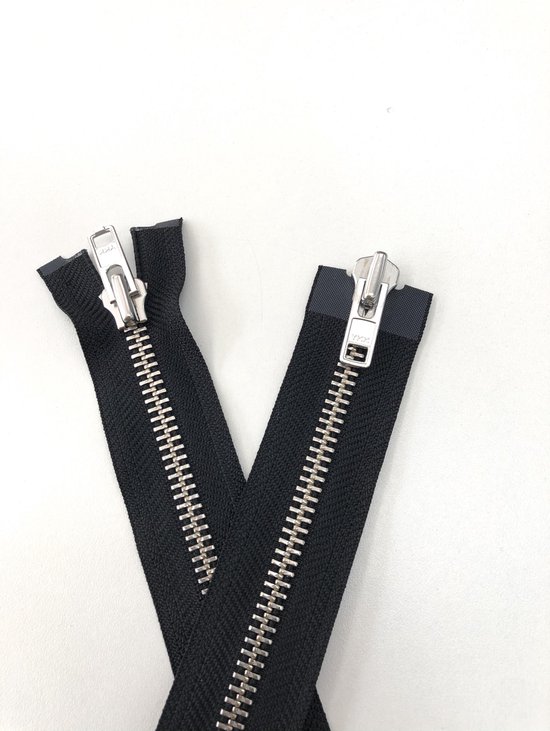 YKK rits,Dubbele deelbare rits zwart met zilver tanden 75 cm Grof (maat 8) super Sterk... | bol