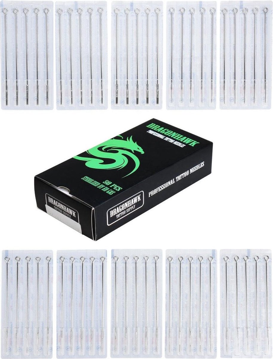 ACTIEPRIJS! 50 tattoo naalden, gesteriliseerde tatoeage naalden in verschillende maten | bol
