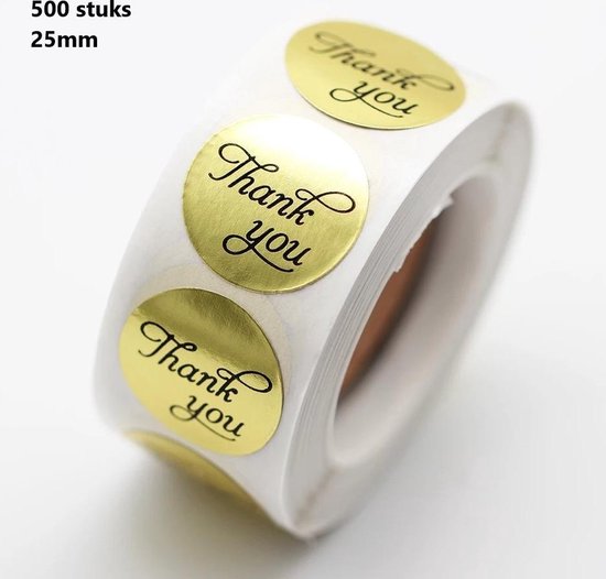 Stickers "Thank you" - Bedrijfs stickers - Hobby Stickers - 500 stuks op rol - 25mm -... | bol