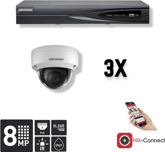 beveiligingscamera Hikvision 4K Ultra HD 8 Megapixel IP Acusense set 3x ...