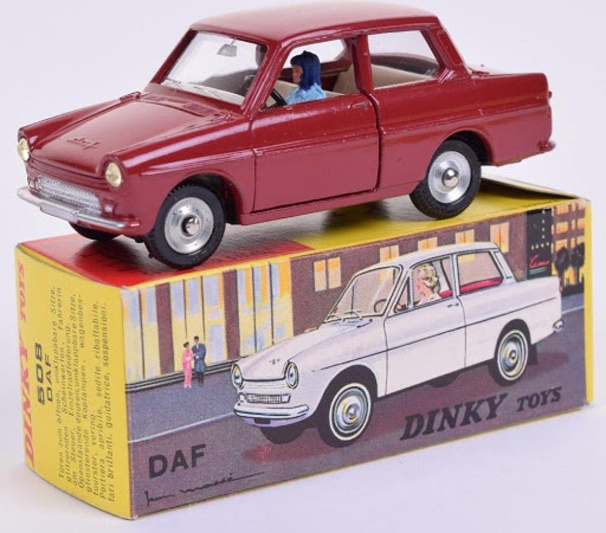 Daf 33 Bordeaux Rood 1-43 Dinky Toys LET OP Doosje sterk verkleurd ...