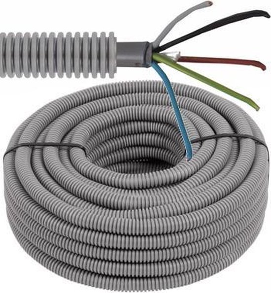 Flexibele voorbedrade buis met XVB kabel - 5G2,5mm² Ø 20mm, 100 meter ...