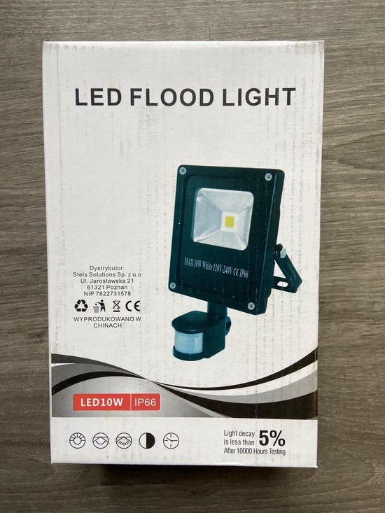 LED Flood light met sensor (Breedstraler/bouwlamp) 10W - IP66 - 900 ...
