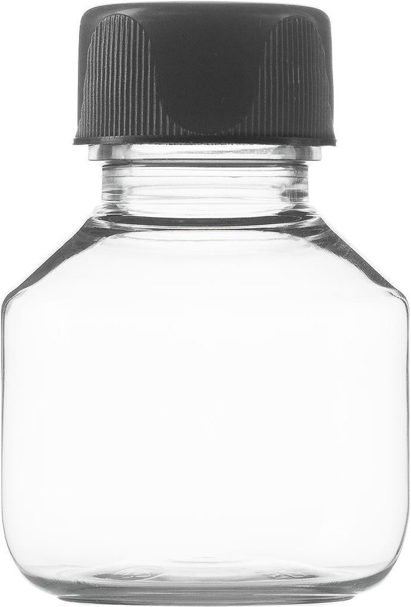 Lege Plastic Fles 50 ml PET transparant - met zwarte dop - set van 10 ...