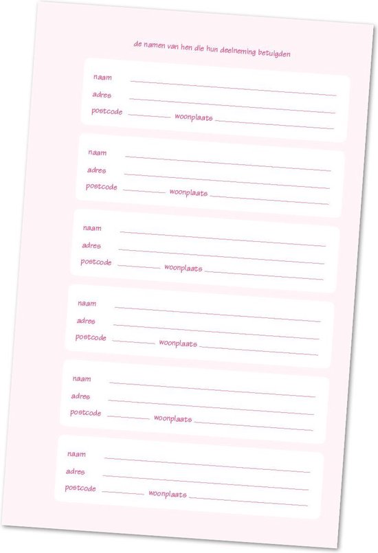 Condoleancemap 3 slag – roze uni met 25 adresbladen | bol.com