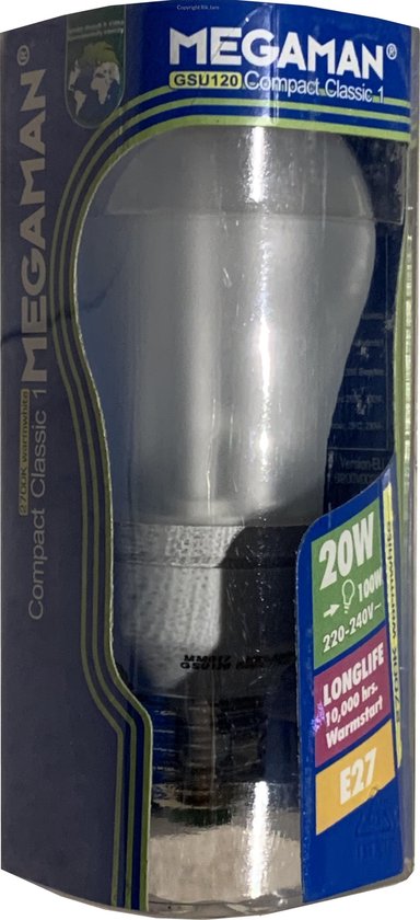 Megaman 20W compact classic 1 spaarlamp 2700k warmwit E27 grote fitting ...