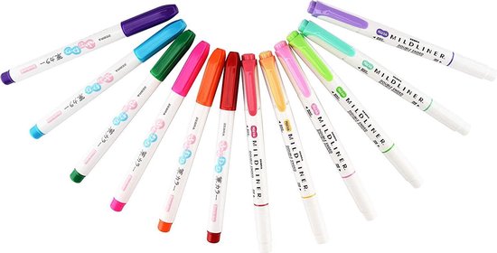 Zebra Lettering Set met 6 Mildliners en 6 Zebra Super Fine Funwari ...