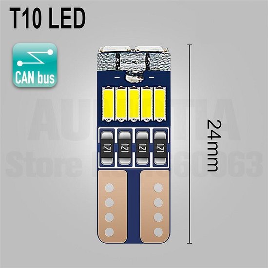 T10 Led Lamp Blauw (Set 2 stuks) 10000K Canbus 5W5 | W5W | Blue | Led ...