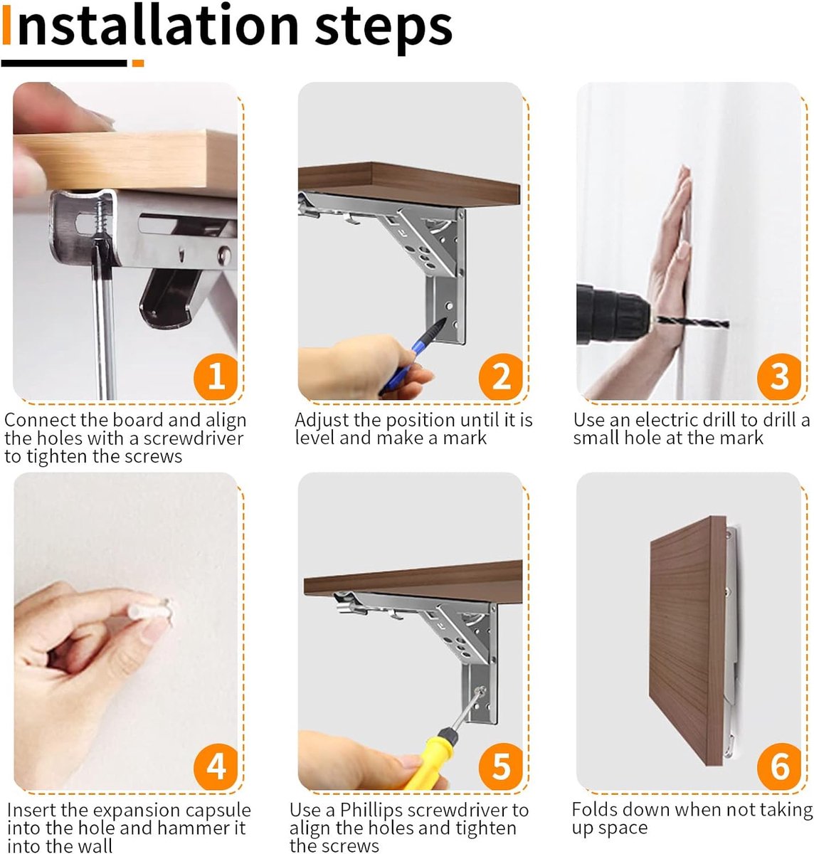 Opvouwbare console Heavy Duty 400 mm, 2 stuks roestvrijstalen ...