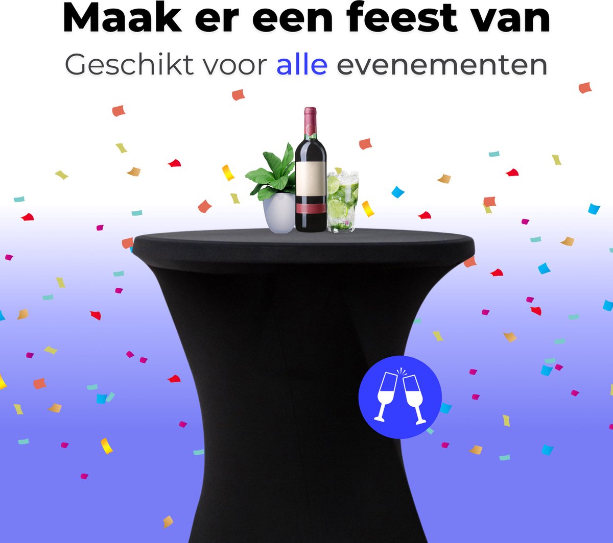 ElixPro 4x Zwarte Statafel + 4x witte Statafelrok - Partytafel - Staantafel -... | bol