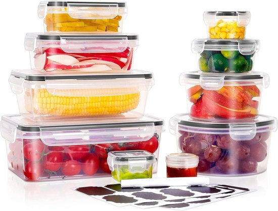 Vershouddozen met deksel, 20 stuks maaltijdbakjes (10 containers + 10 ...