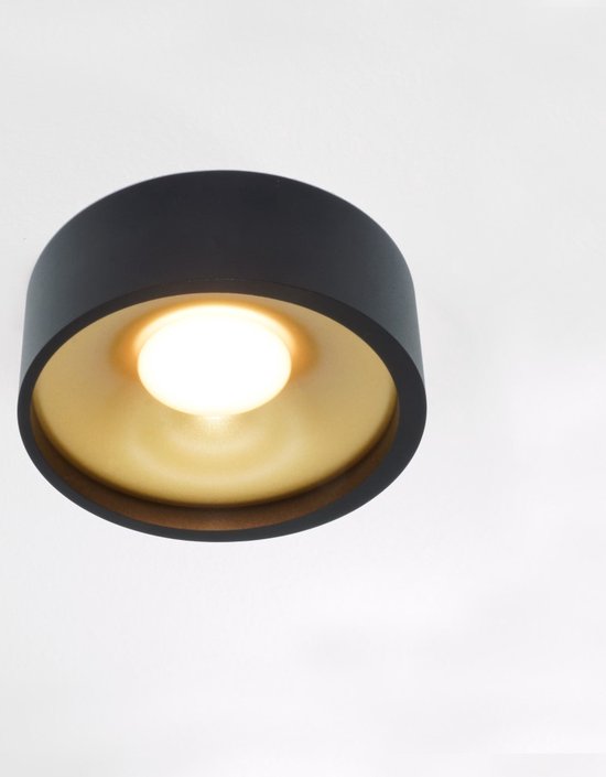 Plafondlamp Orlando Zwart/Mat Goud - Ø14cm - LED 10W 2700K 1000lm ...