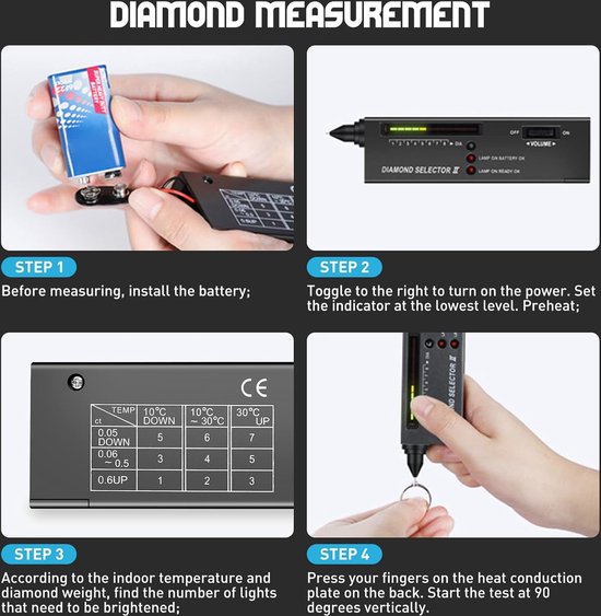 Diamant tester - Hoge nauwkeurigheid - Met LED - Draagbaar - Diamond ...