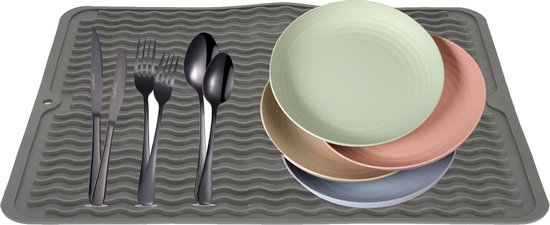 Afwas afdruipmat/droogmat keuken - anti-slip- rubber - grijs - 30 x 40 ...