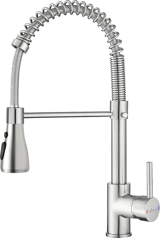 Kraan keuken, keukenkraan met douche, hoge druk, mengkraan voor keuken met 3... | bol