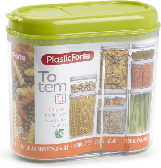 Plasticforte Voedselcontainer strooibus - transparant/groen - 1000 ml ...