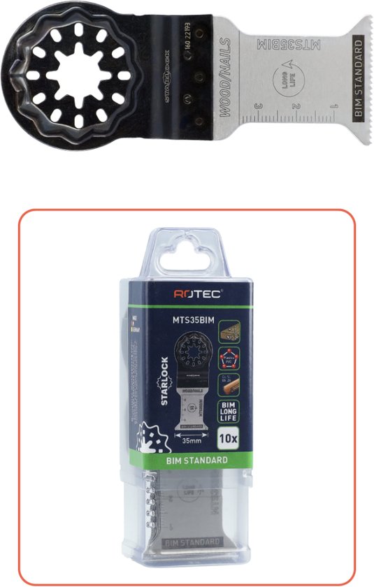 Rotec Starlock multitoolzaagblad, BiM, type MTS35bi, 35x50mm (10st.) | bol