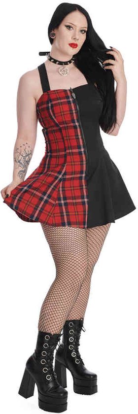 Banned - Ness Half And Half Korte jurk - M - Rood | bol