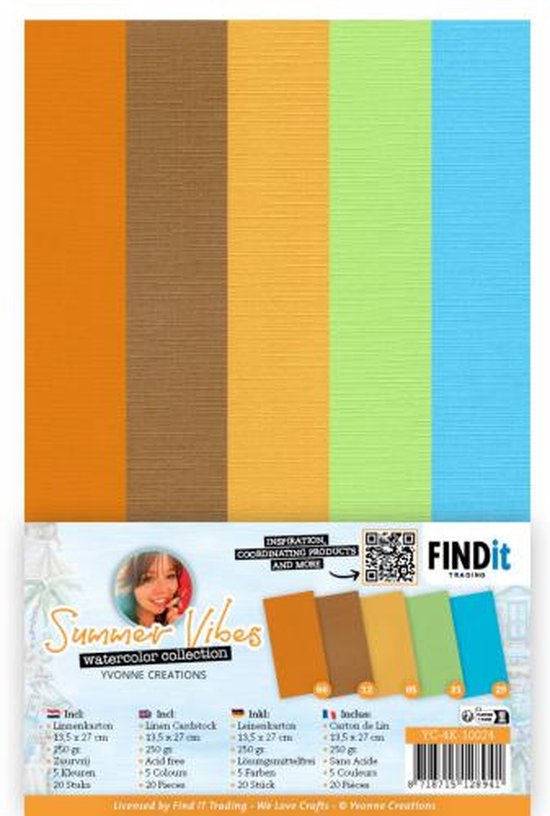 Linen Cardstock Pack - 4K - Yvonne Creations - Summer Vibes | bol