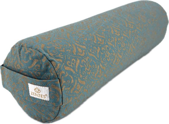 ZENZES® Pro Eco gold print mini bolster 50x15cm light blue | bol