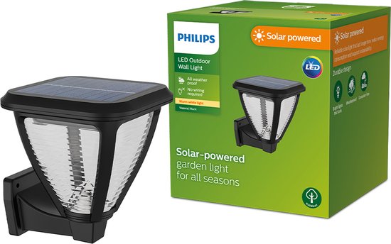 Philips Vapora Solar LED wandlamp - Zwart - IP44 weerbestendig | bol