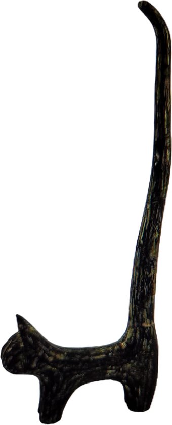 Toiletrolhouder poes - hout ZWART GOUD- 55x23 cm - Stijlvolle WC ...