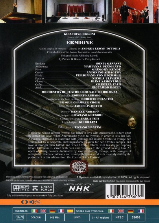 Rossini Opera Festival - Rossini: Ermione (DVD), Rossini Opera Festival ...