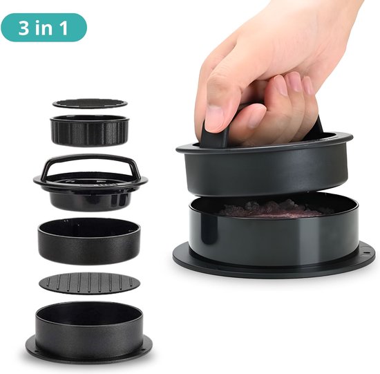 Lynnz® Hamburgerpers 3-in-1 inclusief 100x wax papier - hamburger pers ...