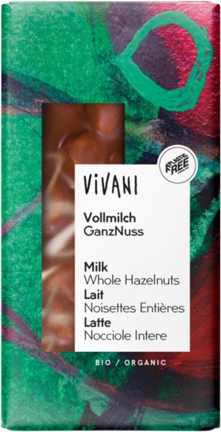 Vivani Chocoladereep Melk met Hele Hazelnoten 10 x 100GR - Voordeelverpakking | bol
