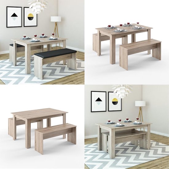 D&B Tafel - Eettafel - Set Met 2 Bankjes - Compleet - Eettafel Set ...