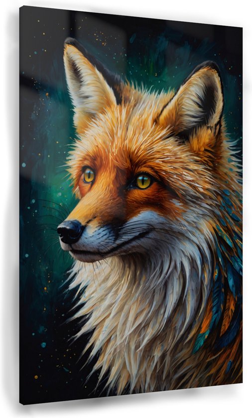 Vos space portret schilderij - Vos schilderij op glas - Schilderijen ...