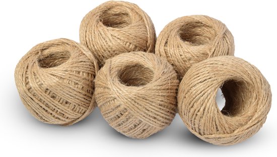 Set van 5 Rollen Natuurlijk Jute Touw - Hobby & Decoratie – 2 mm Dik ...