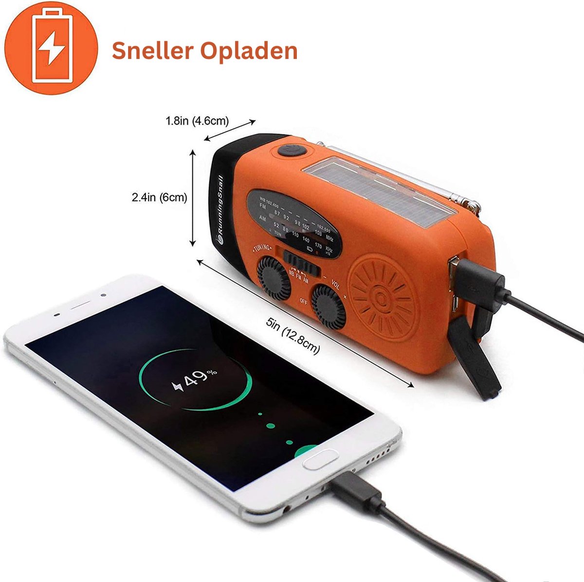 Thuys - Noodradio - Noodpakket - Noodradio Solar Opwindbaar - Powerbank ...