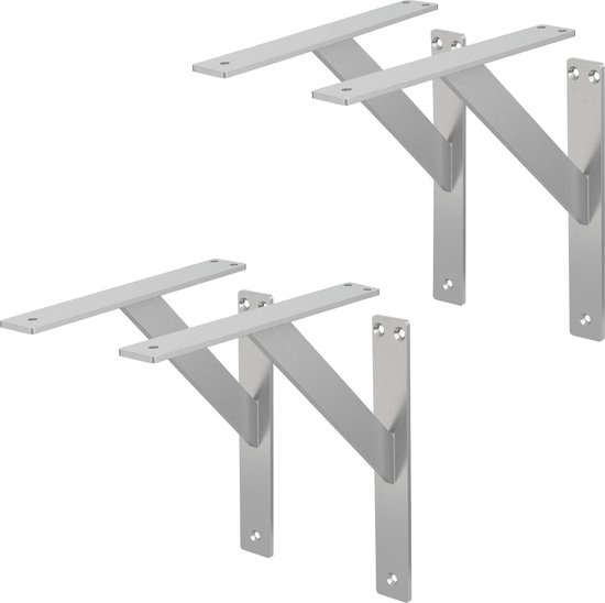 ML-Design 4 stuks plankdrager 240x240 mm, zilver, aluminium, zwevende ...