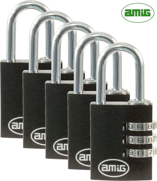 AMIG Hangslot met Cijferslot - Set 5 stuks - 3 Cijferig - Locker Slot ...