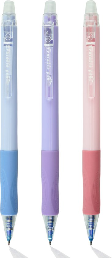 Ainy - Pastel Paars Uitwisbare Pen - set van 3 blauwe uitgumbare pennen ...