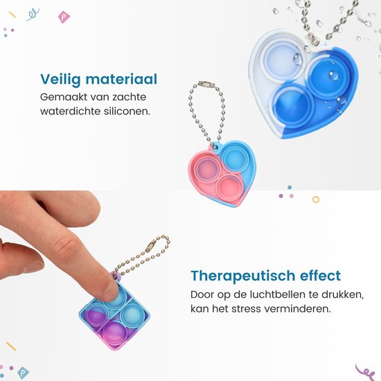 Partizzle 24x Pop It Fidget Toys Sleutelhangers Pakket - Popit ...
