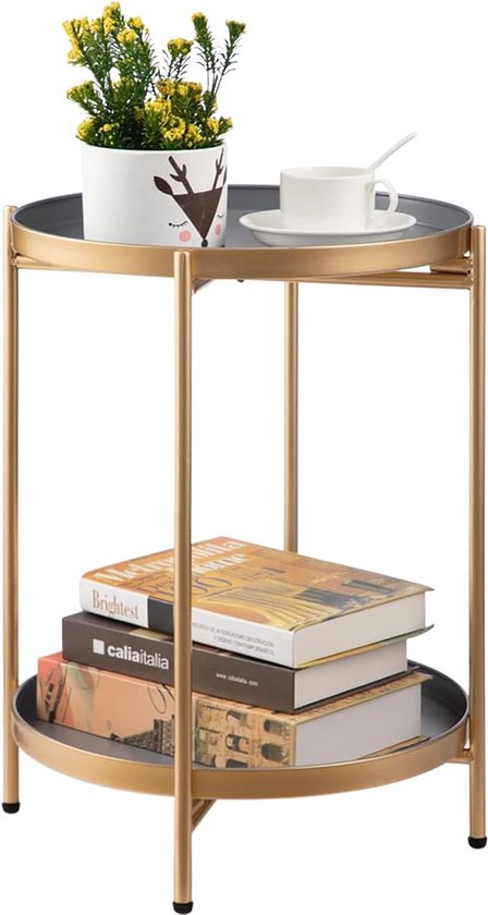 D&B Bijzettafel - Salontafel - 2 in 1 - Rond - Woonkamer - Snacktafel ...